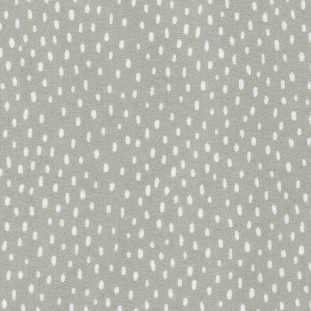 Over the Moon Cozy Cotton Flannel - white dashes on grey background ...