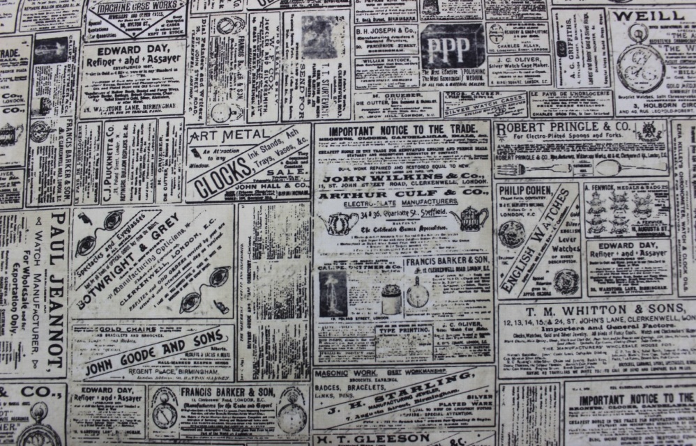 Time Travelers' Memoirs Cotton - Newspaper print featuring clocks ...